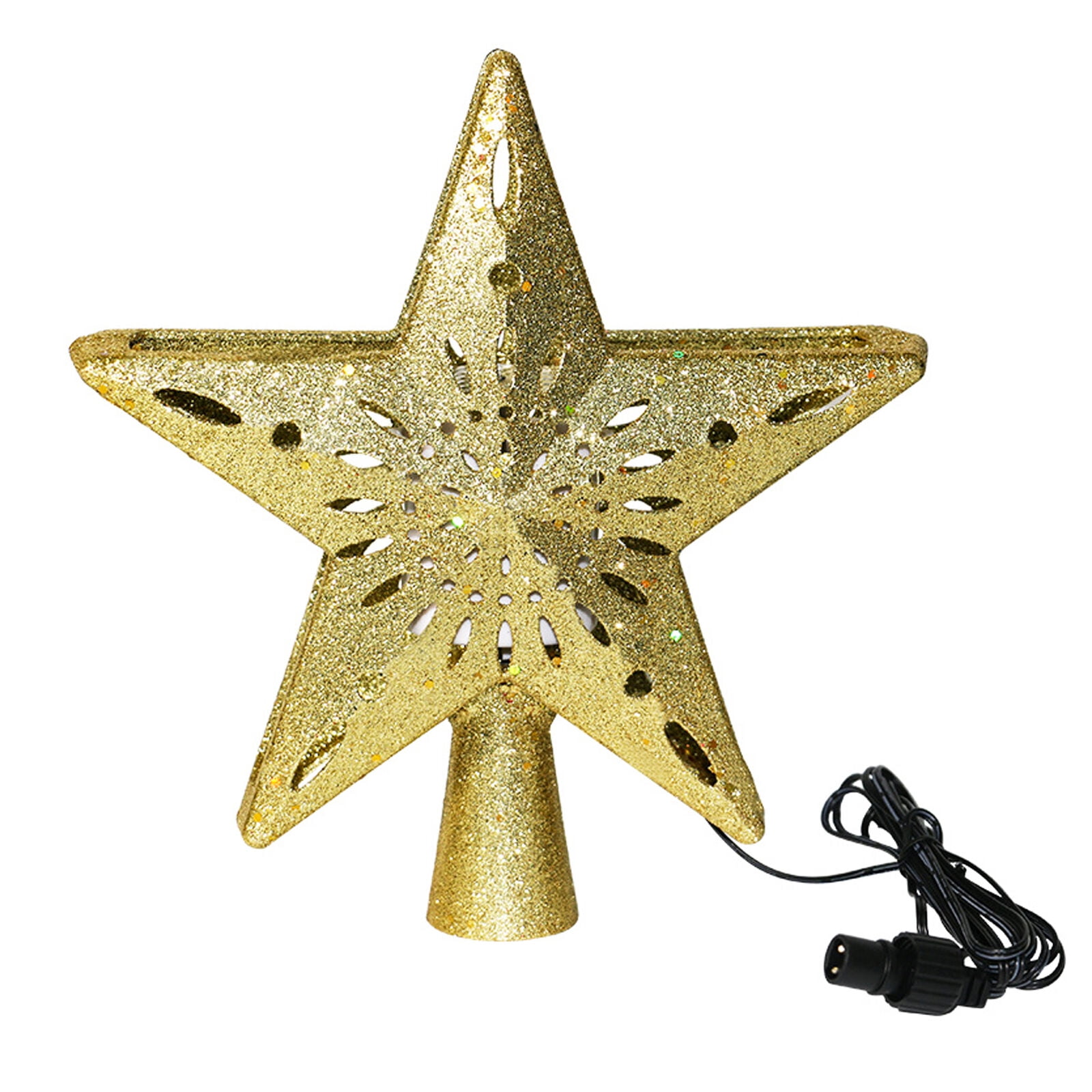 10 Inch Christmas Star Tree Topper W/ Built-in Led Snowflake Projector ...