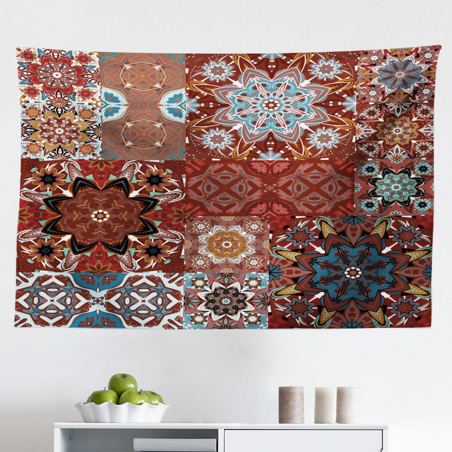 Rustic Tapestry, Digital Graphic with Denim Forms and Colored ...