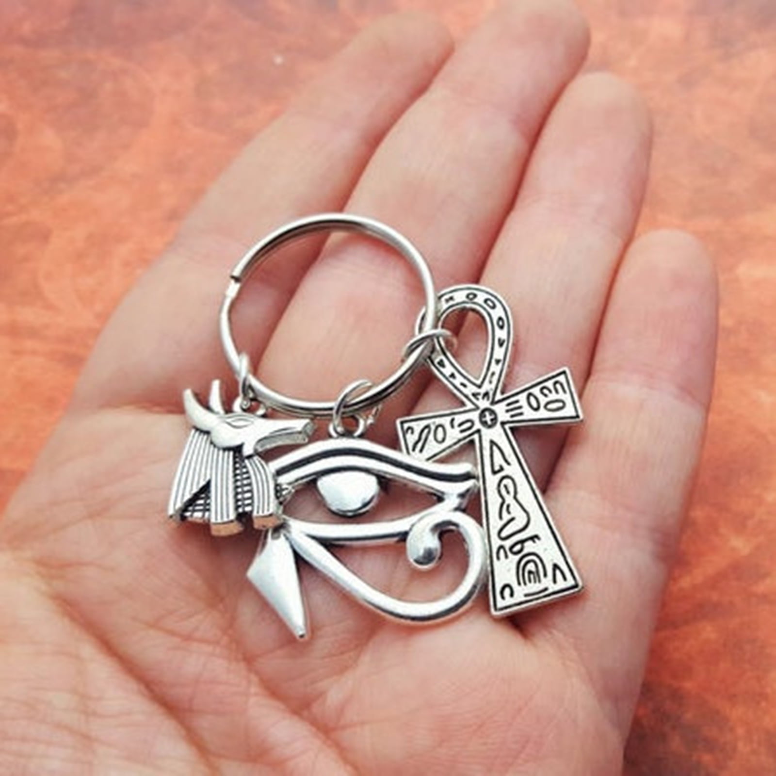 Buy JUNTEX Ancient Egyptian Keyring Cross Charm Anubis Horus Eye ...