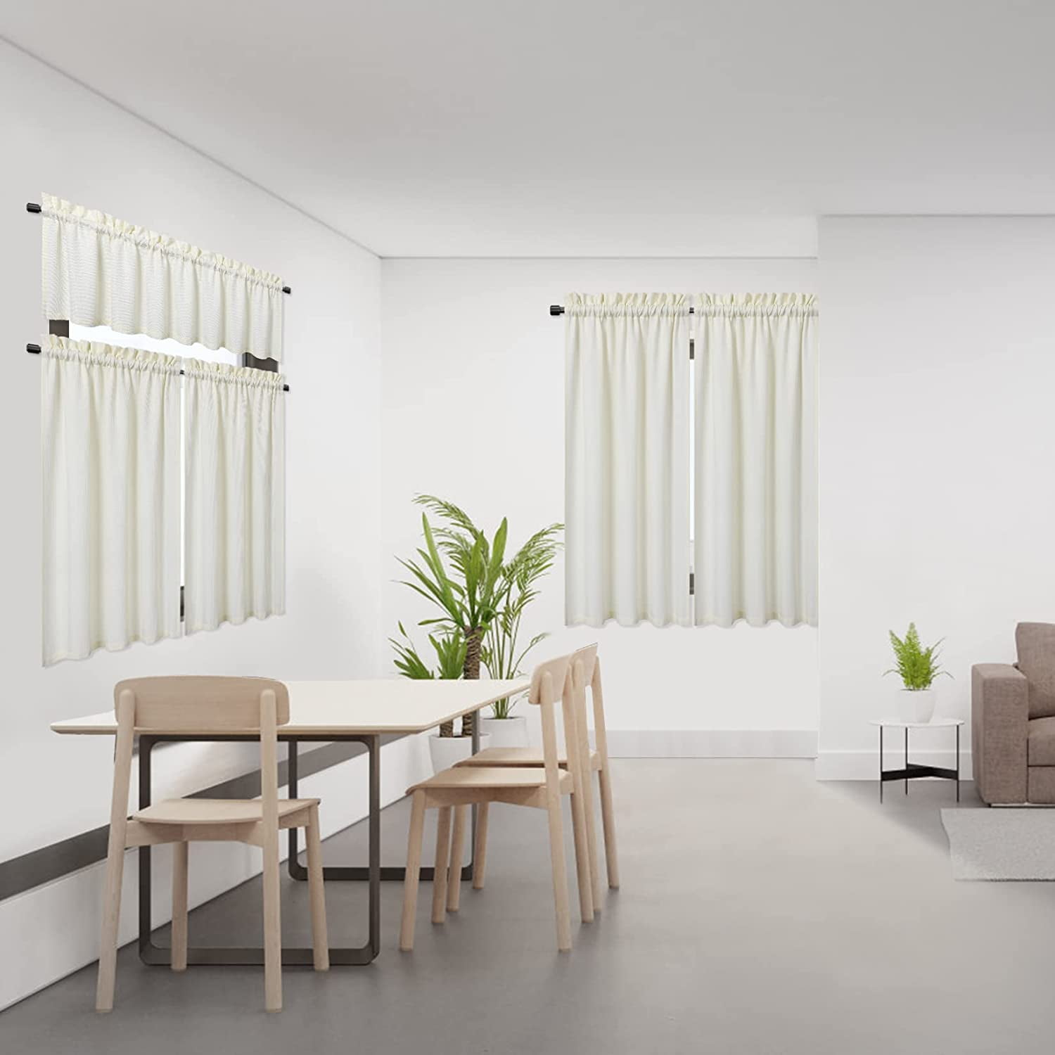 Kitchen Curtains Set Tier Curtains for Living Room Waterproof Window ...