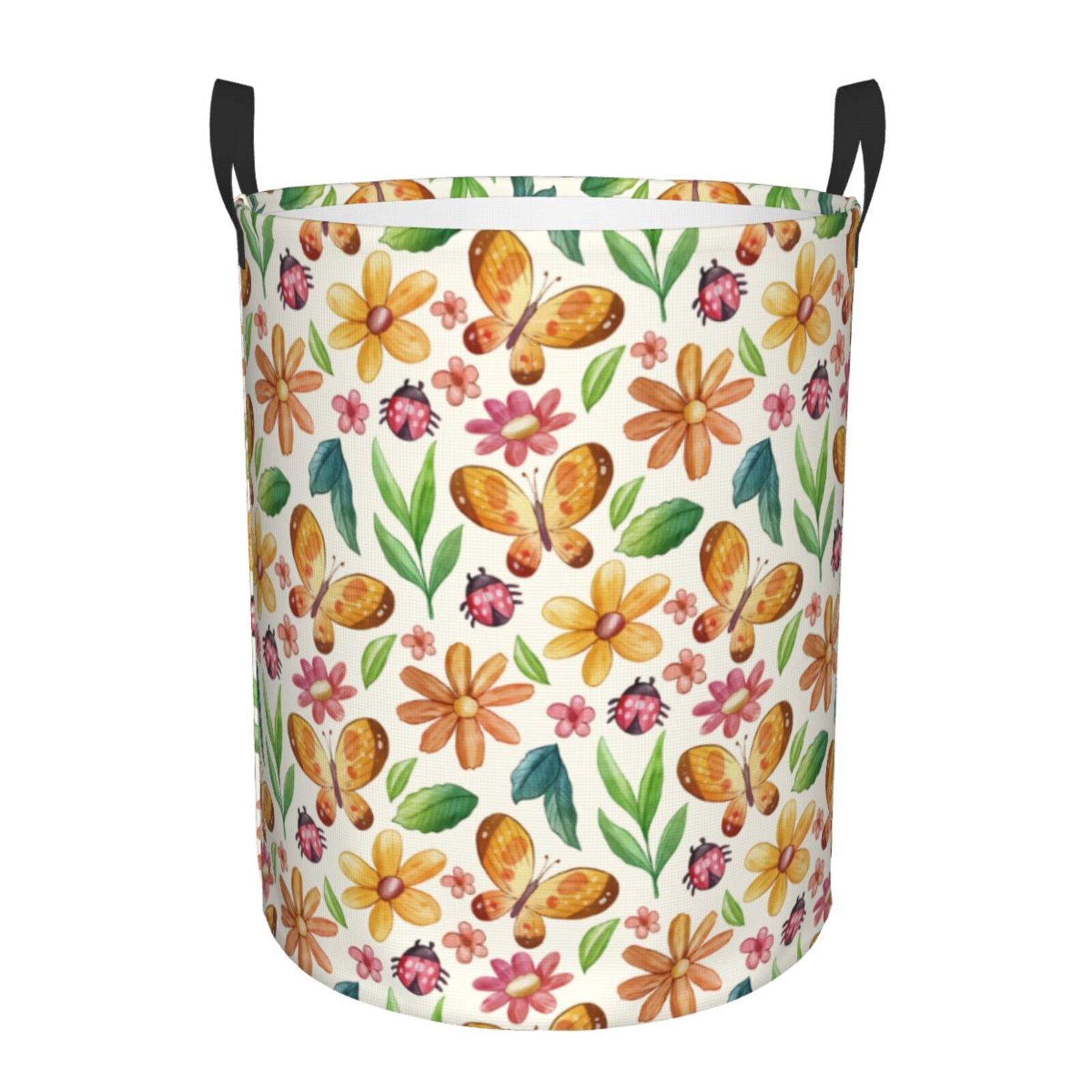 XMXT Collapsible Laundry Basket, Funny Watercolor Butterfly Polyester ...