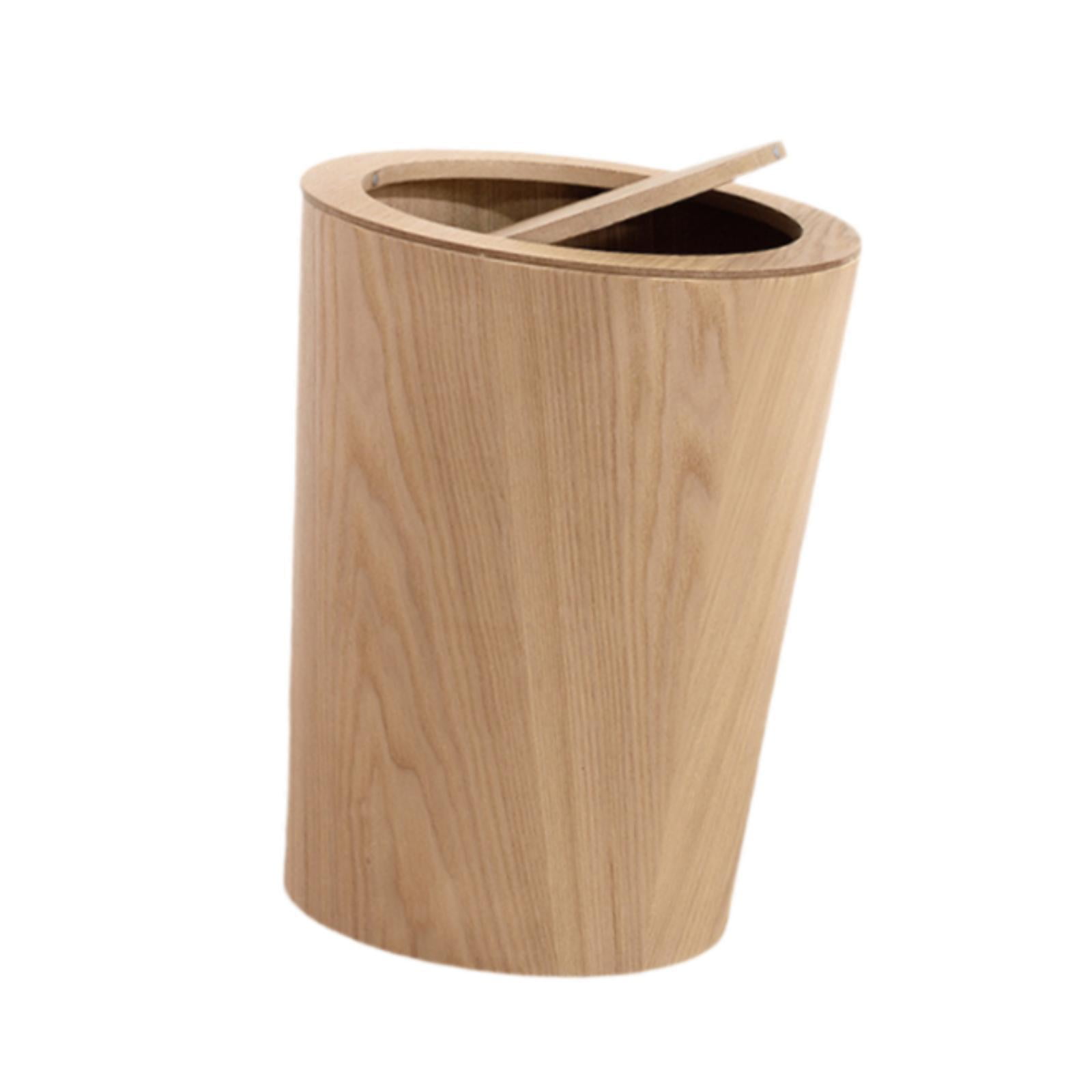 Click here for Decodeary Wood Waste Bin With Flip Lid Round Shape... prices