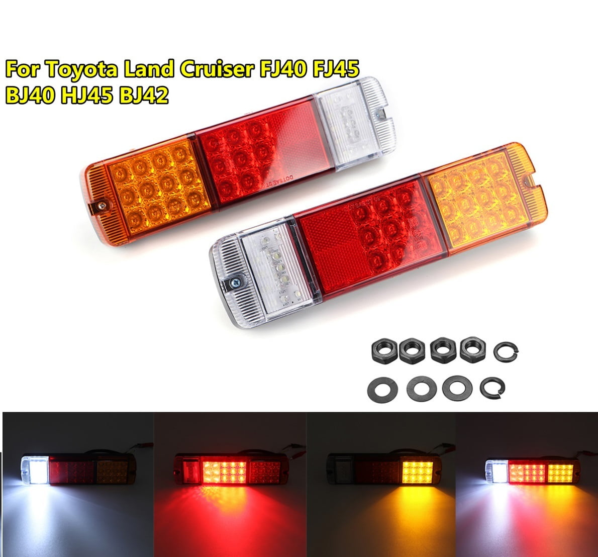 A Pair LED Rear Tail Light Lamps for Toyota Land Cruiser FJ40 FJ45 BJ40 ...