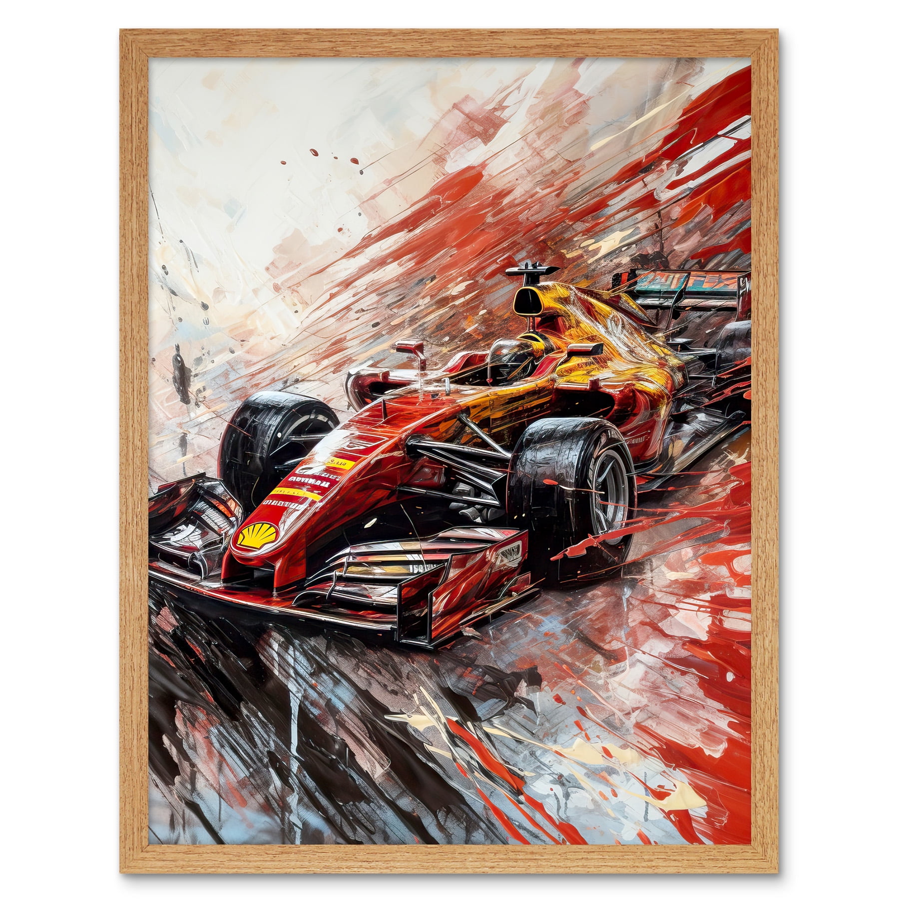 Grand Prix Red Race Car Action Shot Paint Splat Art Print Framed Poster ...