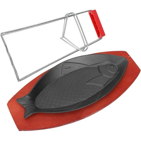 Iron Fish Grill Serving Pan: Fish Shaped Heavy Duty Pre Seasoned Cast ...