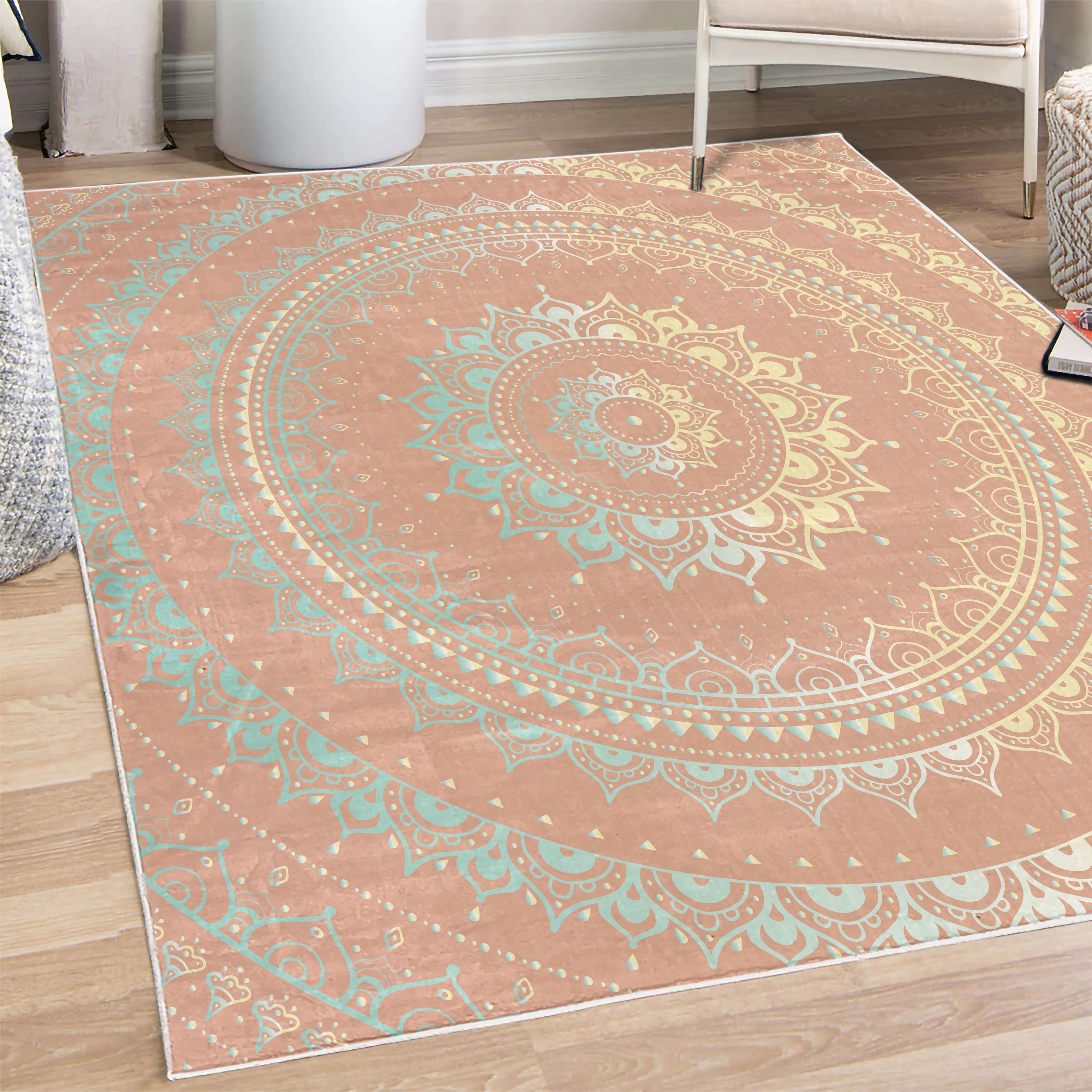 Mandala Decorative Rug, Circle Universe and Cosmos Esoteric Oriental ...