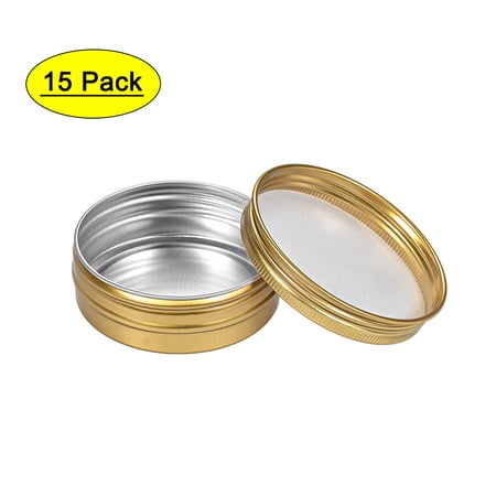 2oz Round Aluminum Cans Tin Screw Top Metal Lid Containers Gold Tone ...