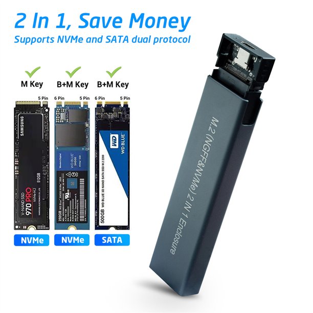 Tongliya 1 metal M.2 NVME/SATA dual protocol hard disk box NGFF SATA ...