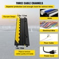 3 Channel Rubber Cable Protector Ramp 1.2 x 1.2 Inch Channel Heavy Duty ...