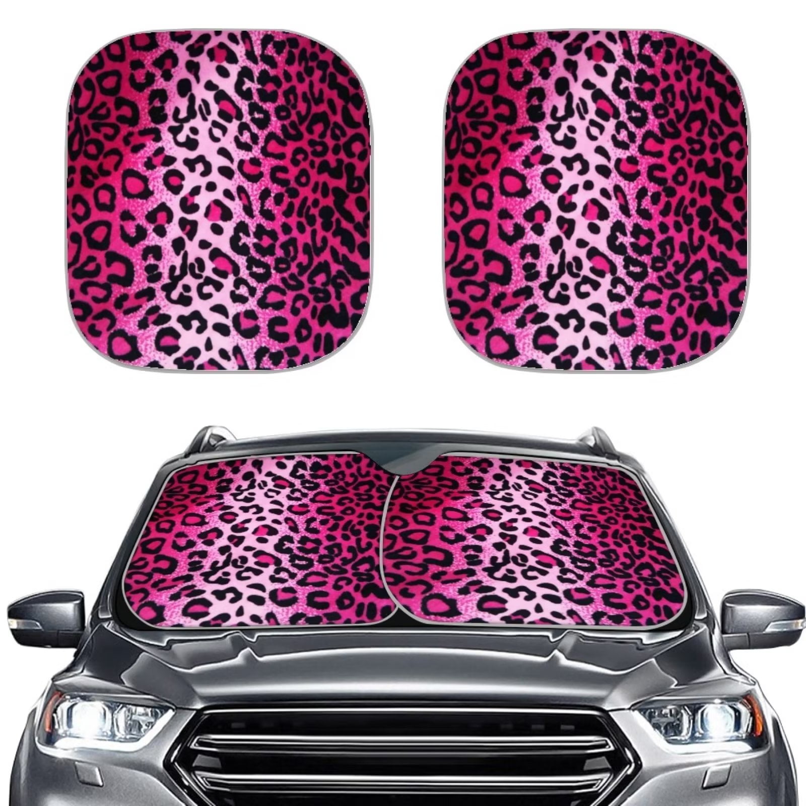 Diaonm Pink Leopard Print Print Car Windshield Sun Shade for Women ...