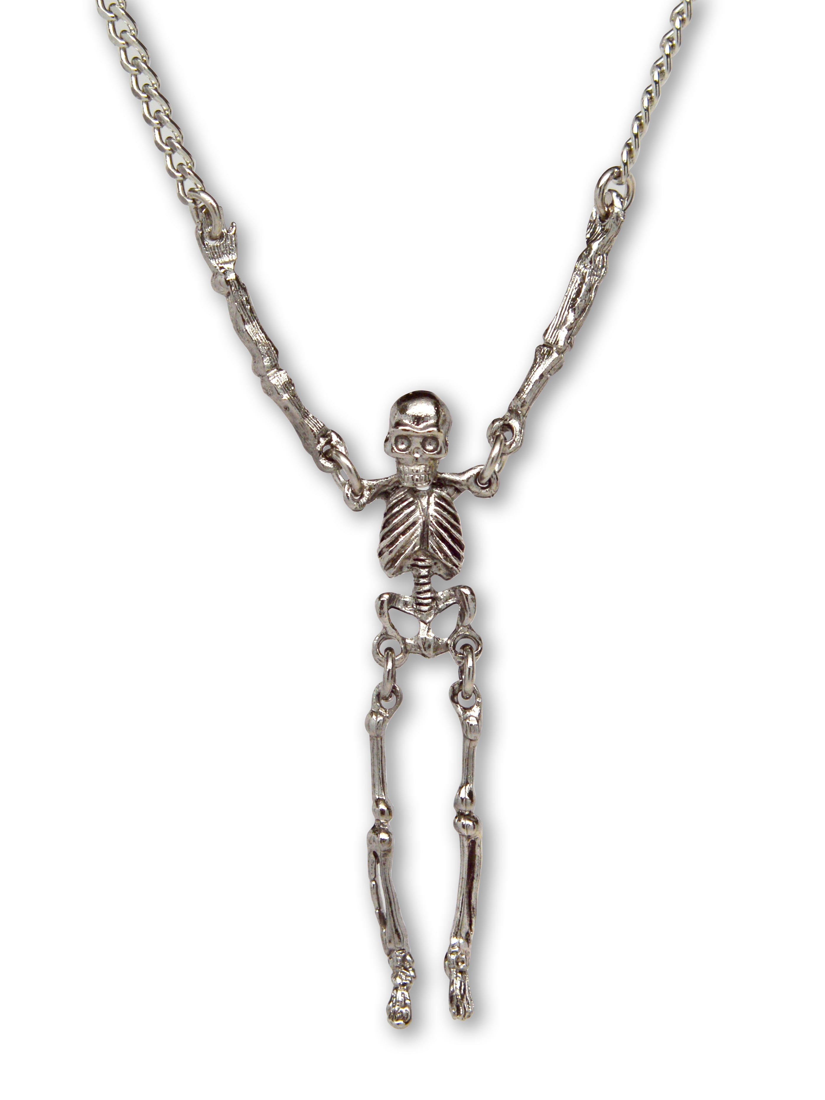 Gothic Skeleton with Moving Arms and Legs Silver Finish Pewter Pendant ...