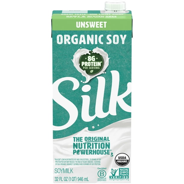Silk Organic Shelf-Stable Unsweetened Soy Milk, 1 Quart - Walmart.com