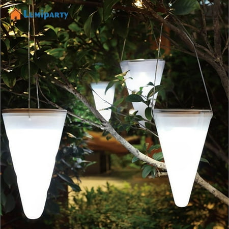 Solar Powered LED Outdoor Hanging Lights Cone Shaped Balcony Garden ...