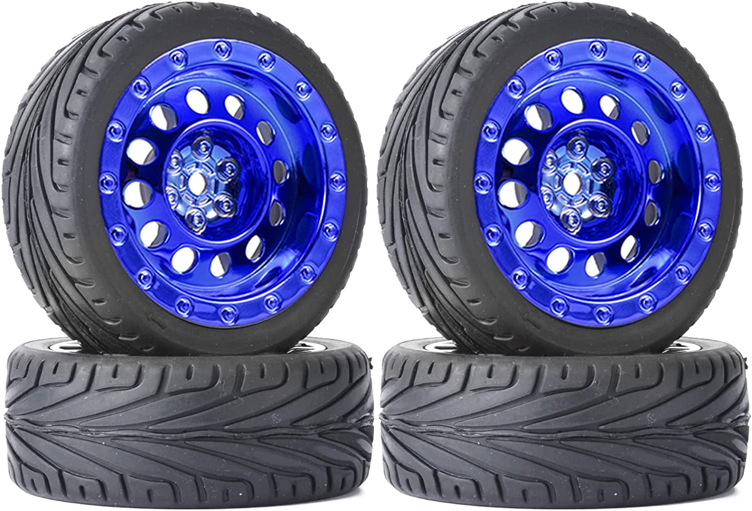 LINLIN 4PCS RC Car Rubber Tires and Plastic Wheels Rims Compatible with ...