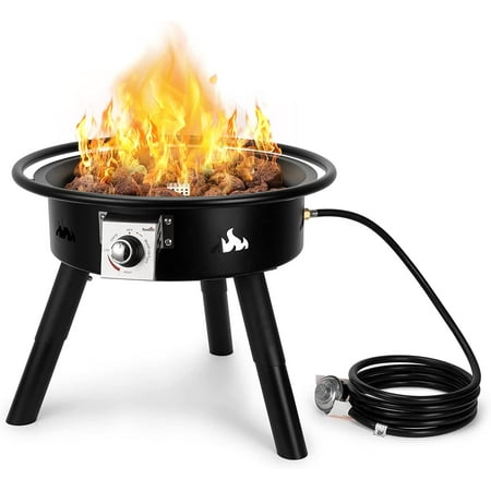 Hantdan Portable Propane Gas Fire Pit with 8.8 Lbs Lava Rocks, 22-Inch ...
