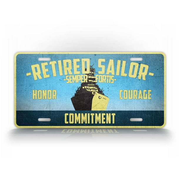 Retired Sailor License Plate Navy Veteran Semper Fortis Auto Tag ...