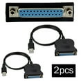 2PC New USB to IEEE 1284 DB25 25-Pin Parallel Printer Female Adapter ...