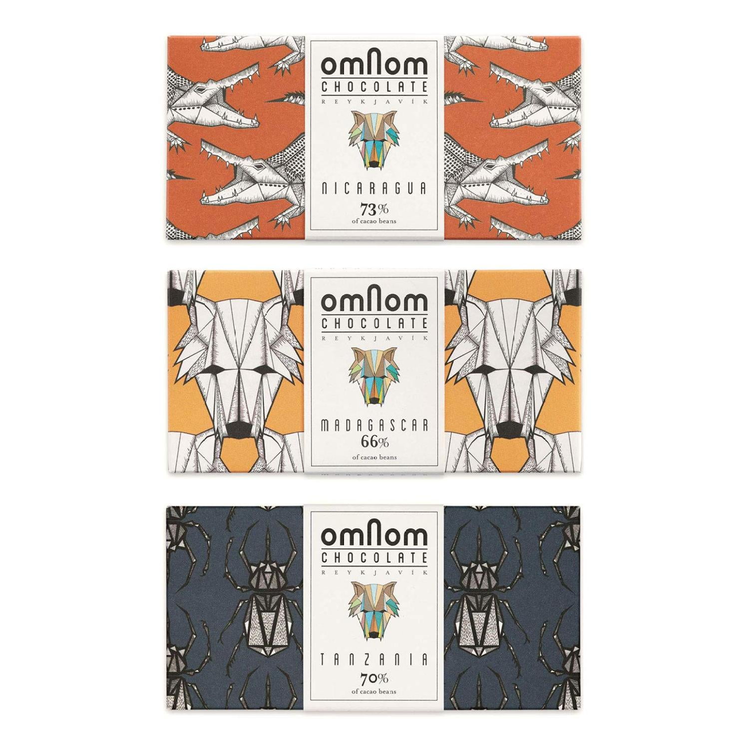 Omnom Chocolate Bars Trio, Icelandic Bean to Bar Craft Chocolate, Dark ...