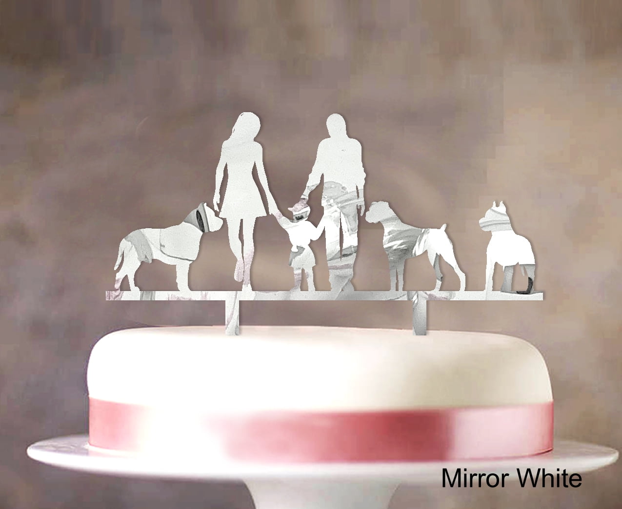 "Custom Family Cake Topper With Dogs Silhouette Wedding Cake Topper ...