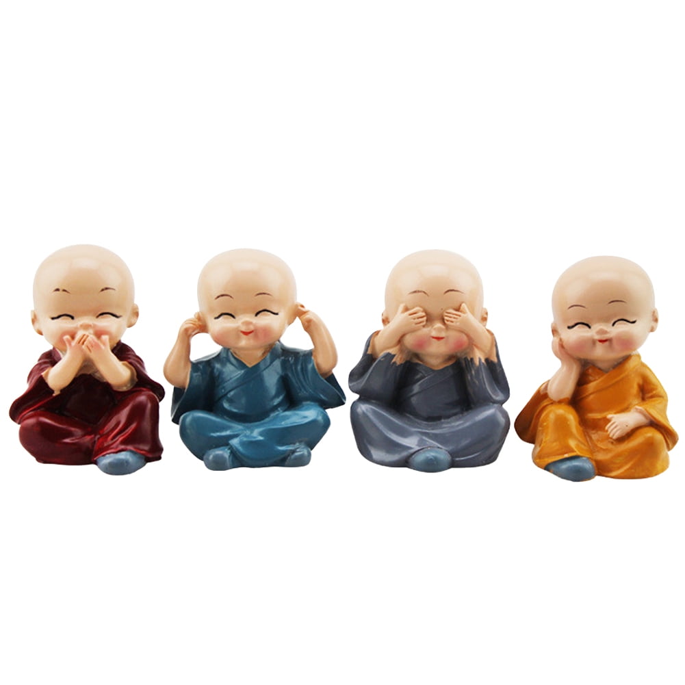 Yoone 4Pcs/set Cute Little Monk Doll Figurine Home Office Desk Car ...