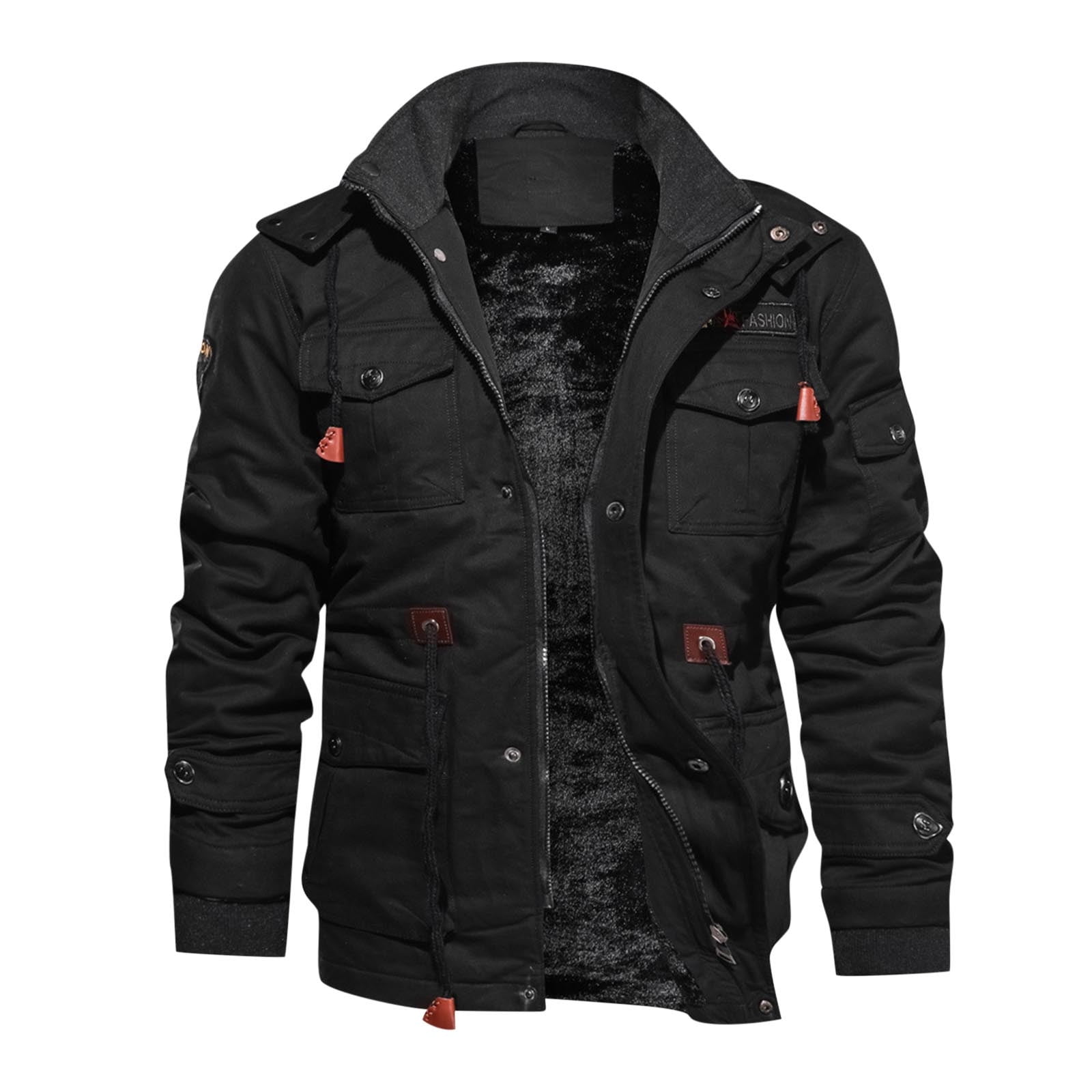 Mikilon Men Casual Jacket And Velvet Stand-collar Single-breasted ...