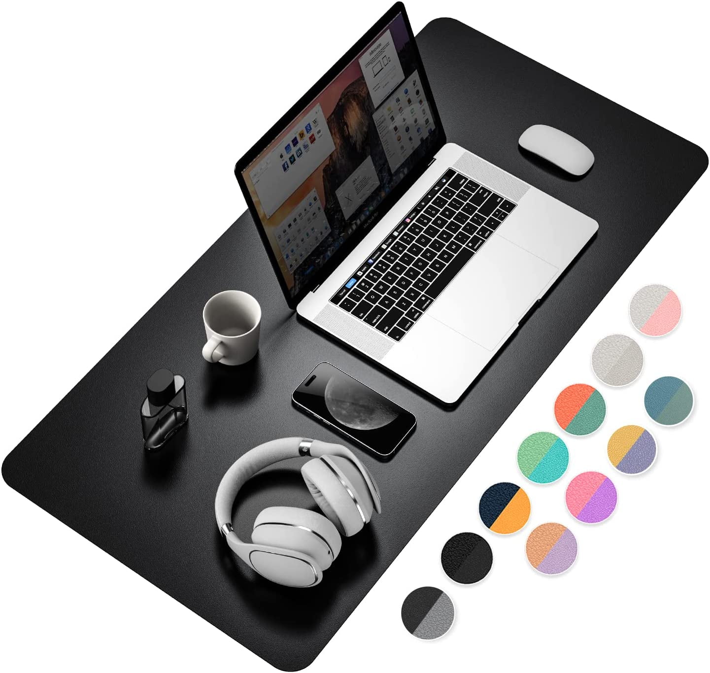 Dual-Sided Desk Pad Protector, Waterproof Leather Desk Mat, Large Mouse ...