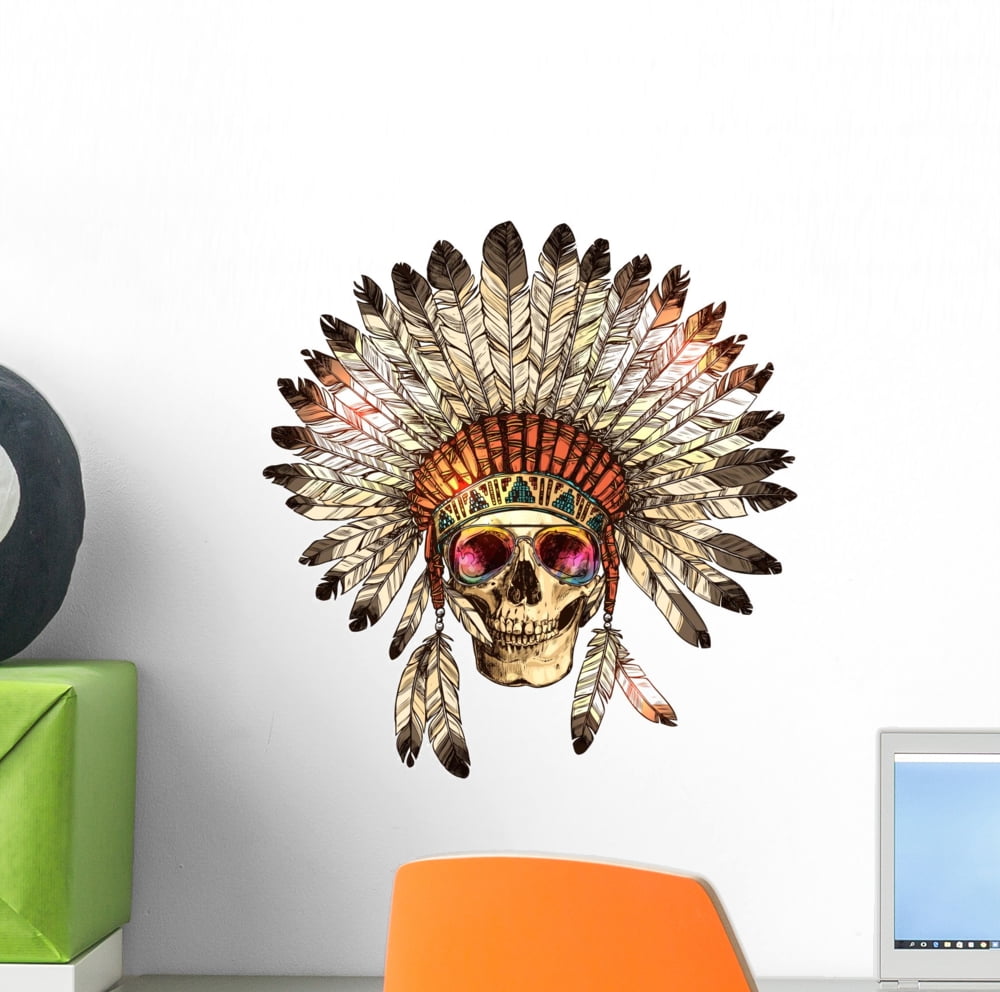 Boho Skull Chief Wall Decal Wallmonkeys Peel and Stick Graphic (12 in H ...