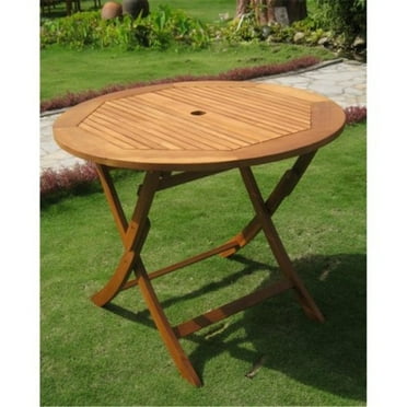 Outdoor Interiors Round Folding Table, 48-Inch, Brown - Walmart.com