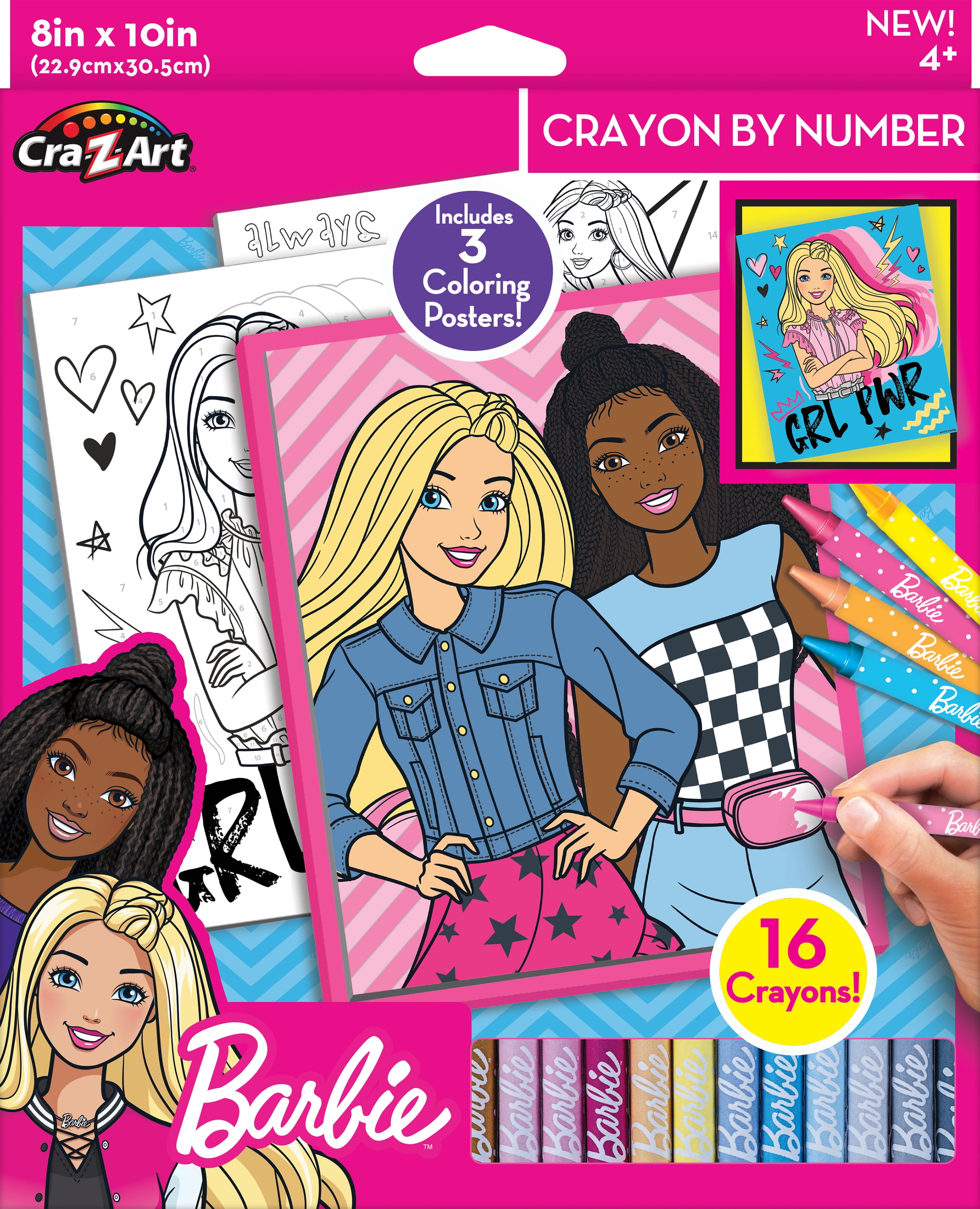 Cra-Z-Art Barbie Crayon by Number Poster Set, 19 Piece Coloring Set ...