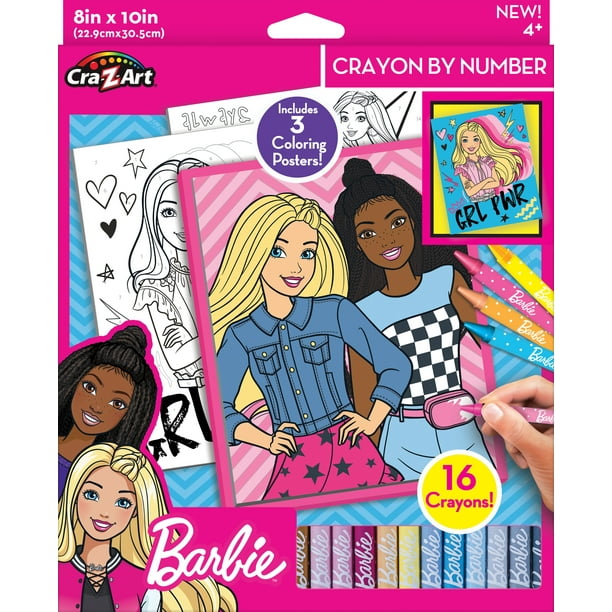 Cra-Z-Art Barbie Crayon by Number Poster Set, 19 Piece Coloring Set ...