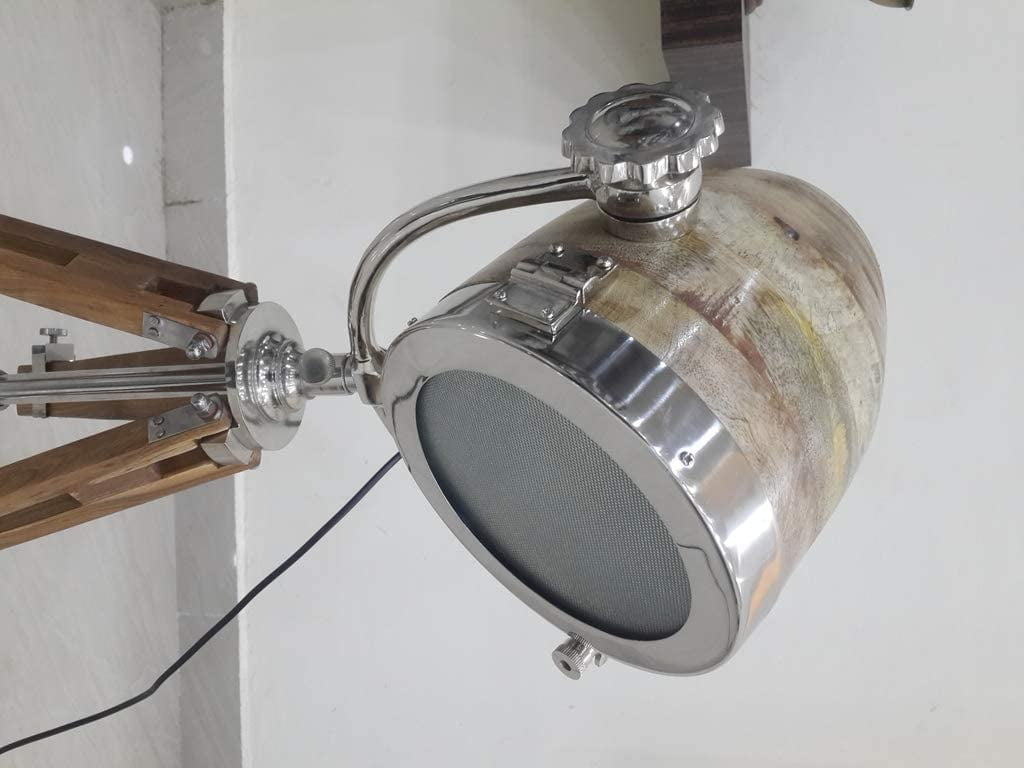 Hollywood Table Lamp Wooden Tripod Stand Nautical Spotlight Stand Home ...