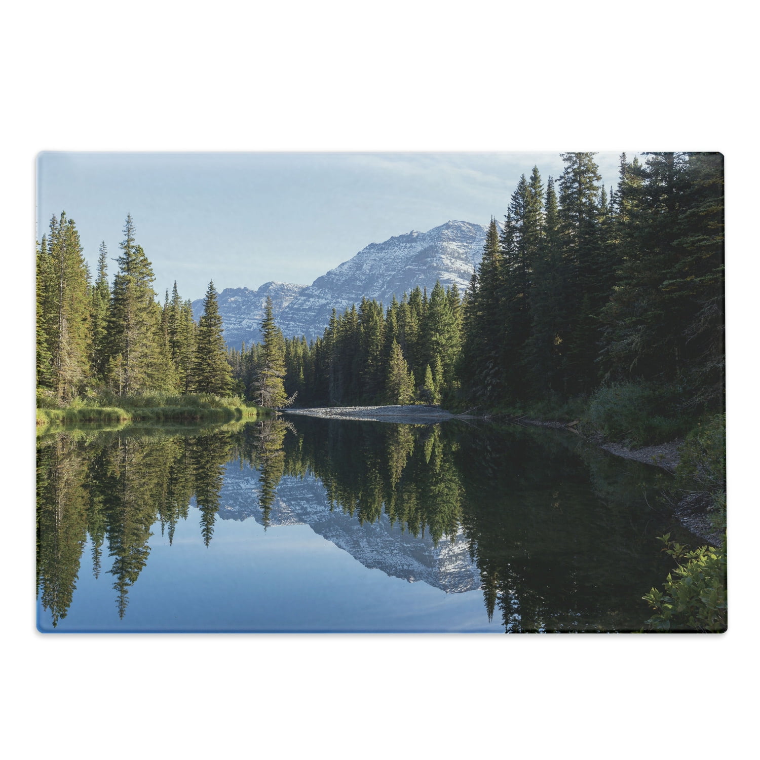 Glacier National Park Cutting Board, Fir Trees and Snowy Mountain ...