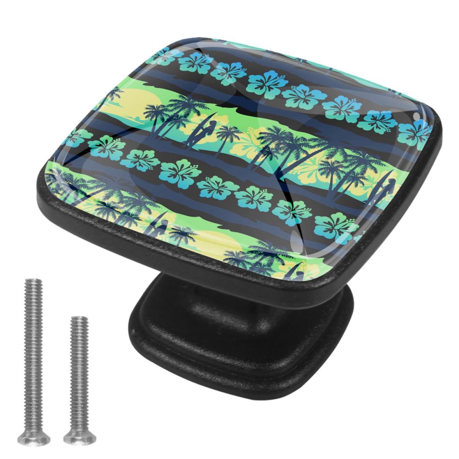4 Pcs Cabinet Handle Drawer Pulls Tropical Frangipani Knobs with Screws ...