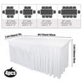 White Stretch Table Skirt for Rectangle Tables 48x24x30 Inches Pleated ...