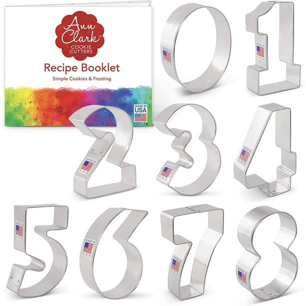 9-Piece Numbers Cookie Cutter Set with Recipe Booklet, Numbers 0-6/9 ...