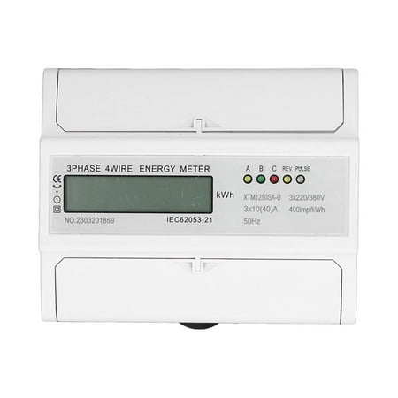 Electric Energy Meter 3 Phase 4 Wire LCD Electricity Tester DIN Rail ...