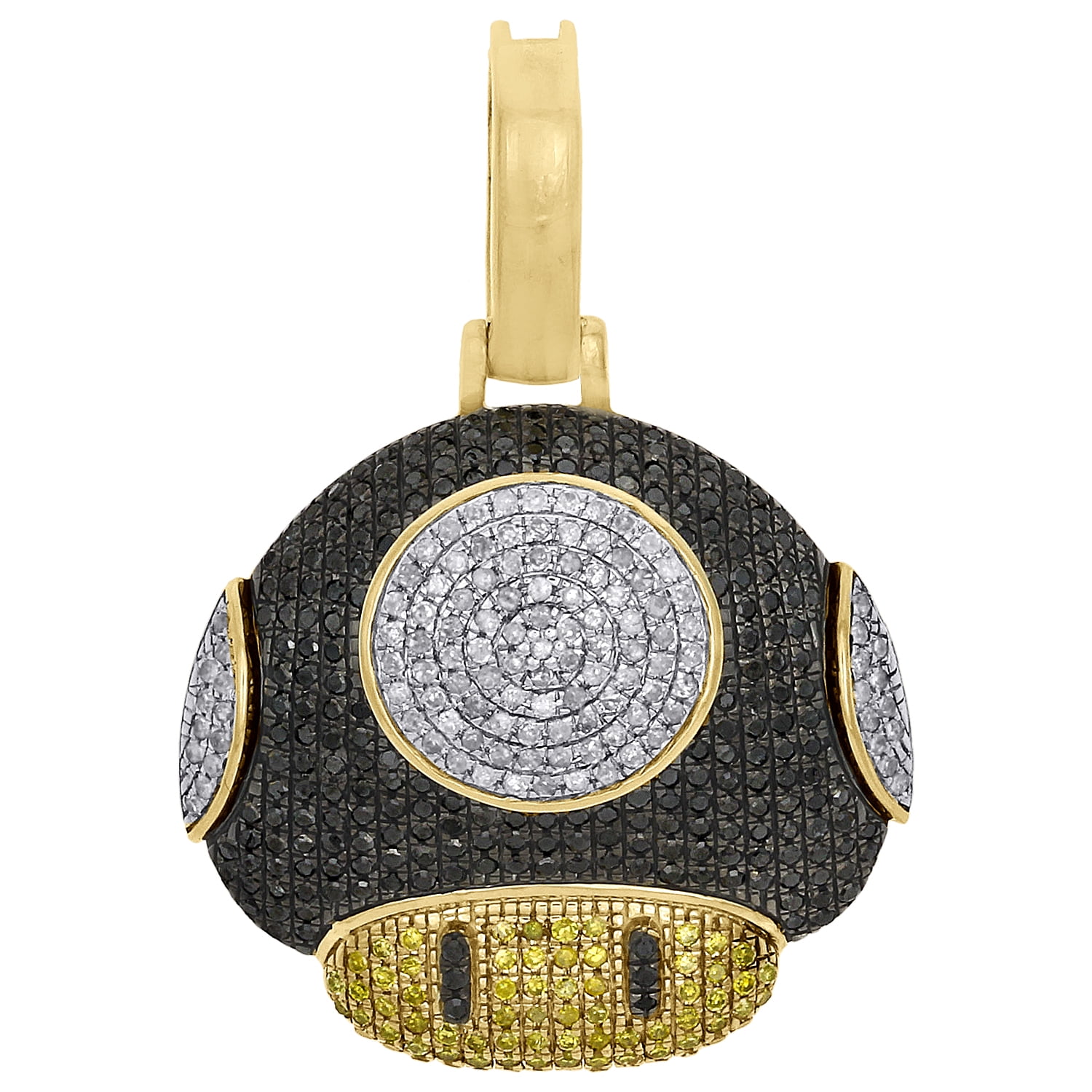 10K Yellow Gold Diamond Super Mario Toad Mushroom Head Pendant 1.5 ...