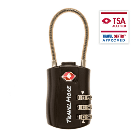 TSA Luggage Lock - 1 Black Cable Travel Locks - Walmart.com