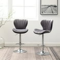 Gray Fabric Adjustable Barstools | 360 - Degree Swivel for Social ...