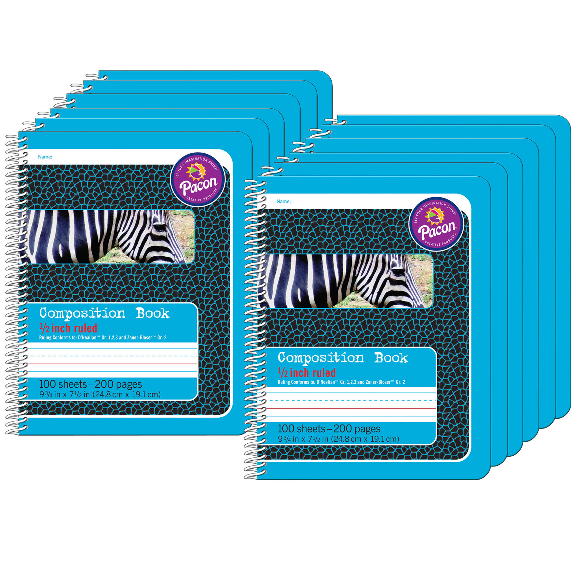 Primary Composition Book 1 2 Ruled Spiral Bound Blue Zebra 9 75 X 7 5 200 Pages Pack Of Primary Composition Book 1 2 Ruled Spiral Bound Blue Zebra 9 75 X 7 5 200 Pages Pack Of