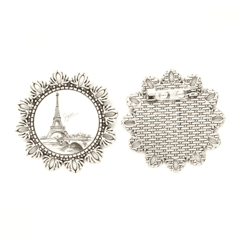 The Eiffel Tower Paris France Silver Flower Brooch Hook Pin Breastpin ...