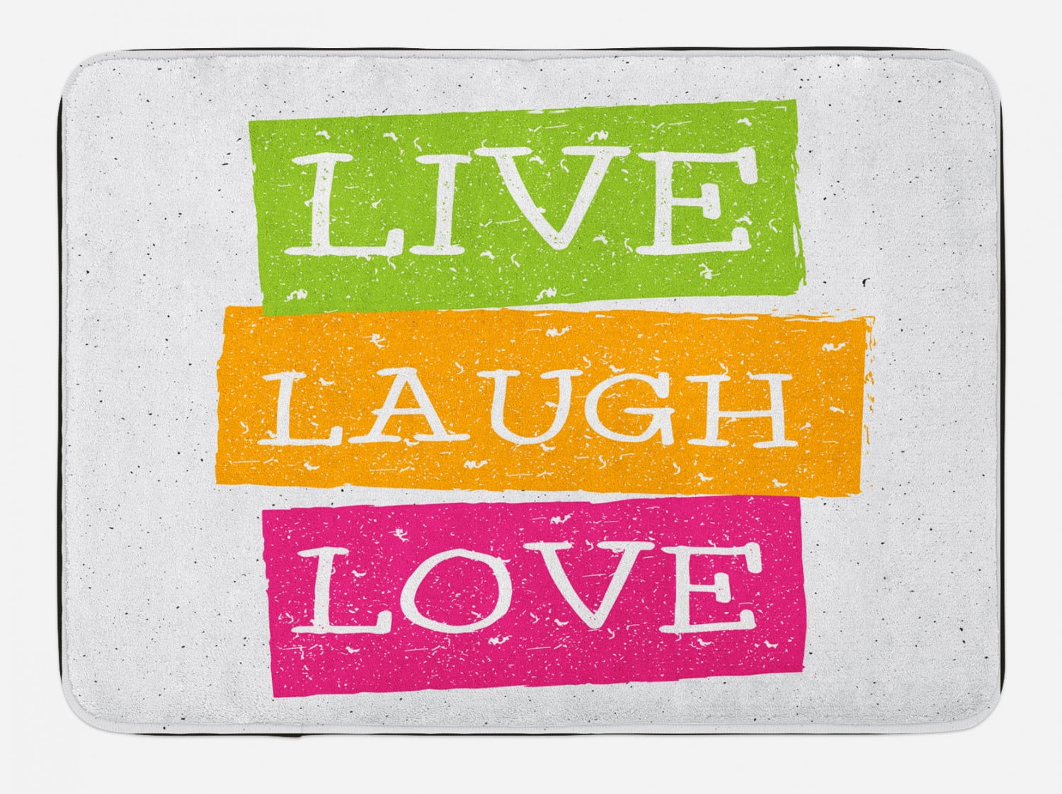 Live Laugh Love Bath Mat, Lifestyle Message in Vibrant Tones Joyful ...