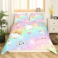 YST Rainbow Cat King Bedding Sets For Girls,Kids Cute Cats Comforter ...