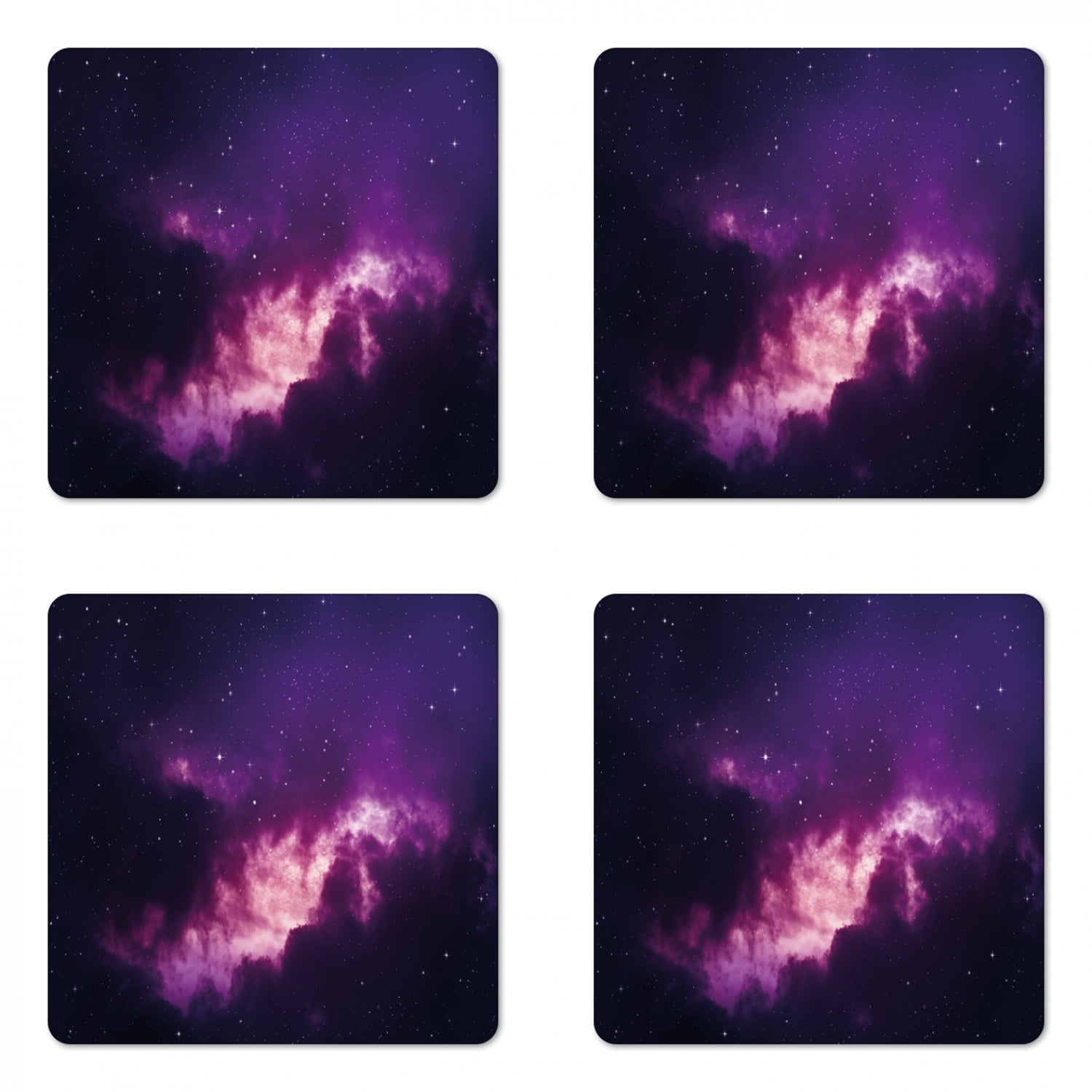 Outer Space Coaster Set of 4, Stars in the Dark Night Sky Comet ...