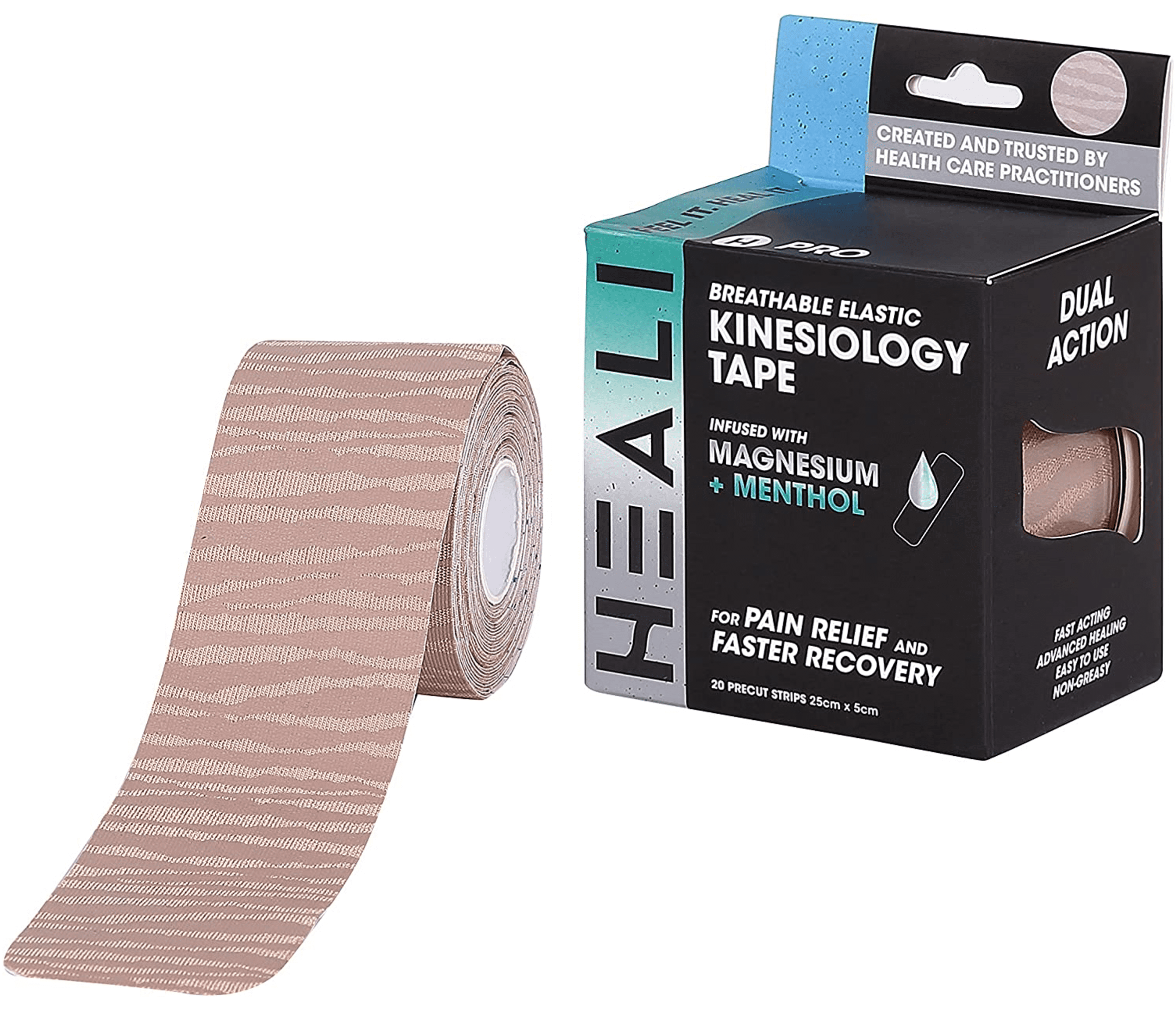 Heali Precut Kinesiology Tape Infused with Magnesium & Menthol - Roll ...