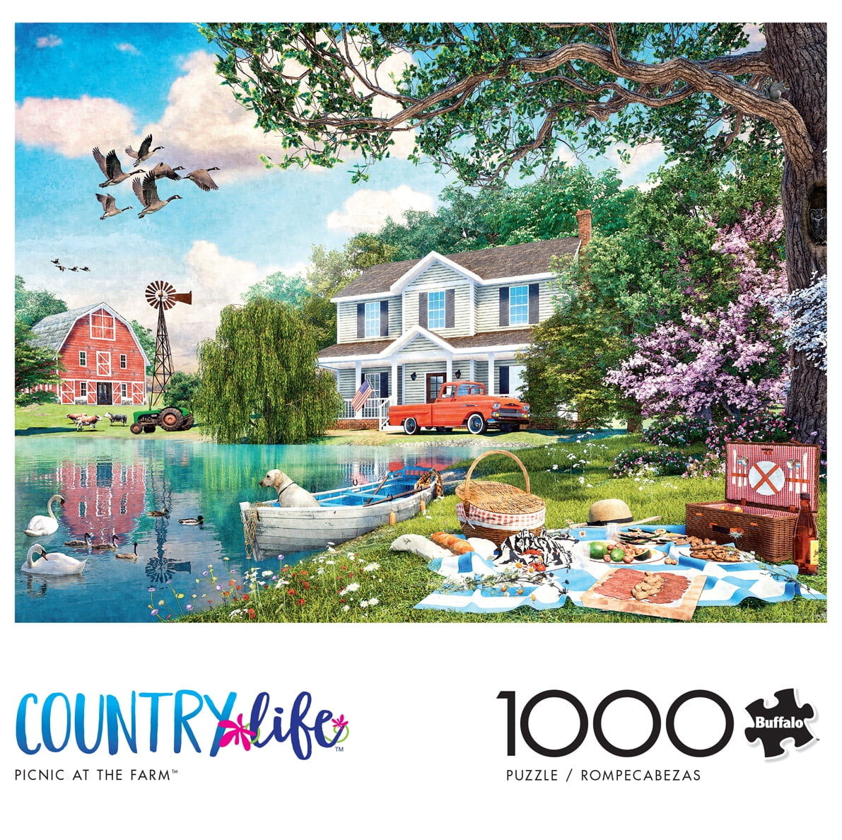 Buffalo Games 1000-Piece Country Life Picnic At The Farm Jigsaw Puzzle ...