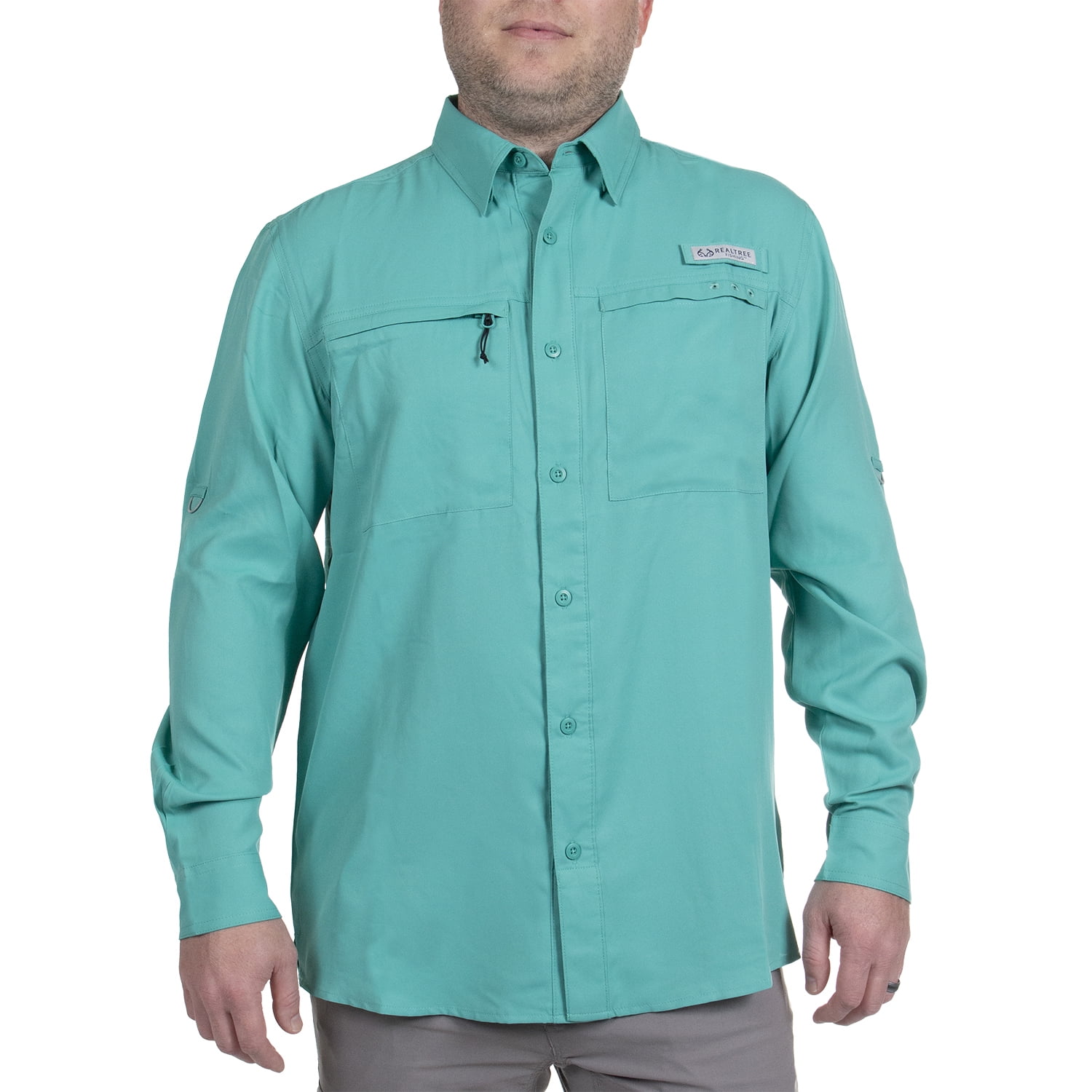 Realtree Long Sleeve Fishing Guide Shirt for Men, Lagoon, Size 2X-Large ...