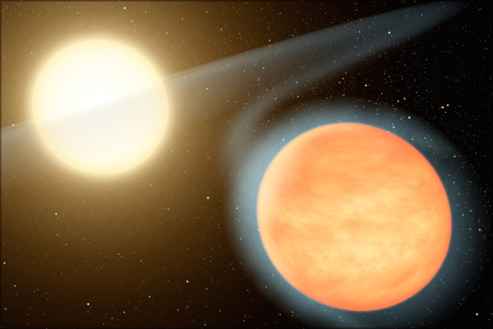 24"x36" Gallery Poster, concept art of orange hot gas exoplanet WASP ...