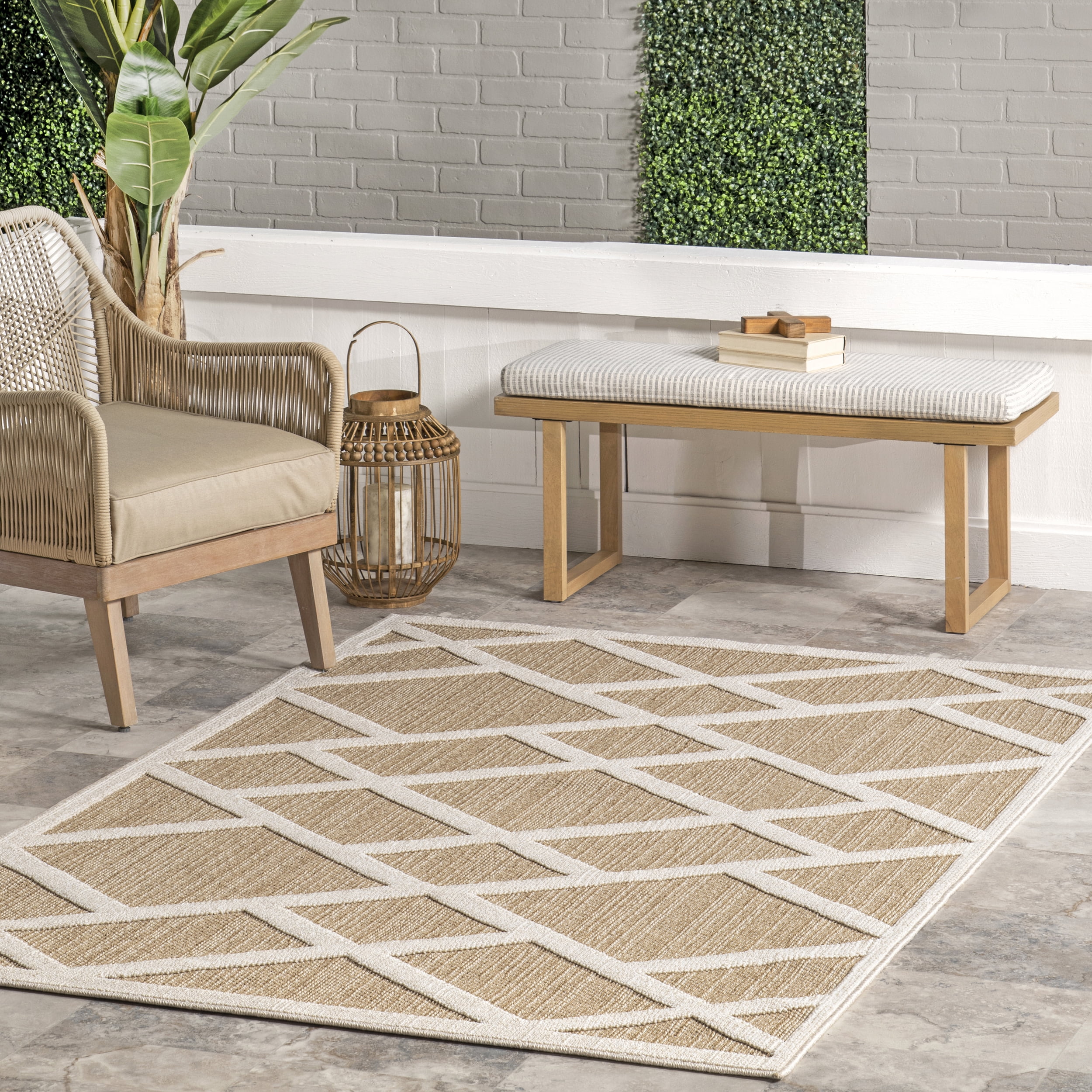 nuLOOM Brigitta Raised Lattice Indoor/Outdoor Area Rug, 8' x 10', Beige ...