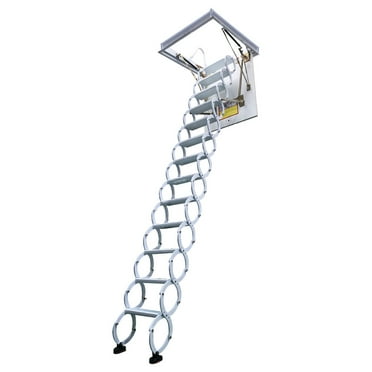 INTBUYING Hidden Telescopic Folding Ladder White 10.5ft/13Steps Carbon ...